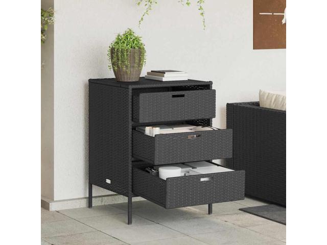 Click here for vidaXL Garden Storage Cabinet Black PE Rattan 21.7... prices