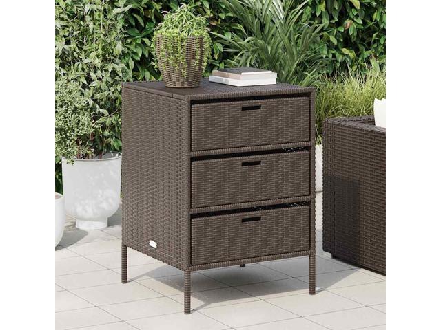 Click here for vidaXL Garden Storage Cabinet Brown PE rattan  Pow... prices