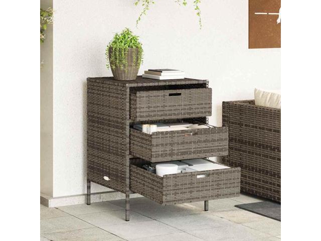 Click here for vidaXL Garden Storage Cabinet Gray PE Rattan  Powd... prices