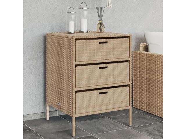 Click here for vidaXL Garden Storage Cabinet Beige PE Rattan Medi... prices