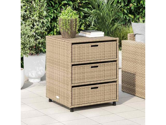 Click here for vidaXL Garden Storage Cabinet Beige PE Rattan  Pow... prices