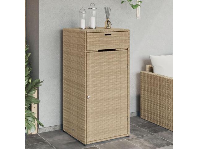 Click here for vidaXL Garden Storage Cabinet Beige PE Rattan Larg... prices