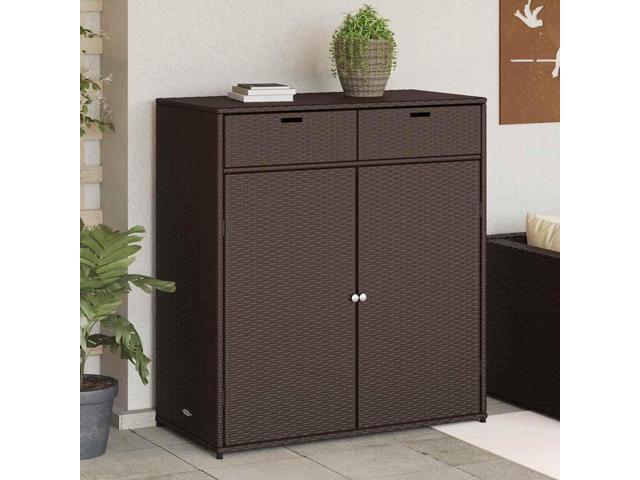Click here for vidaXL Garden Storage Cabinet Brown PE rattan Larg... prices