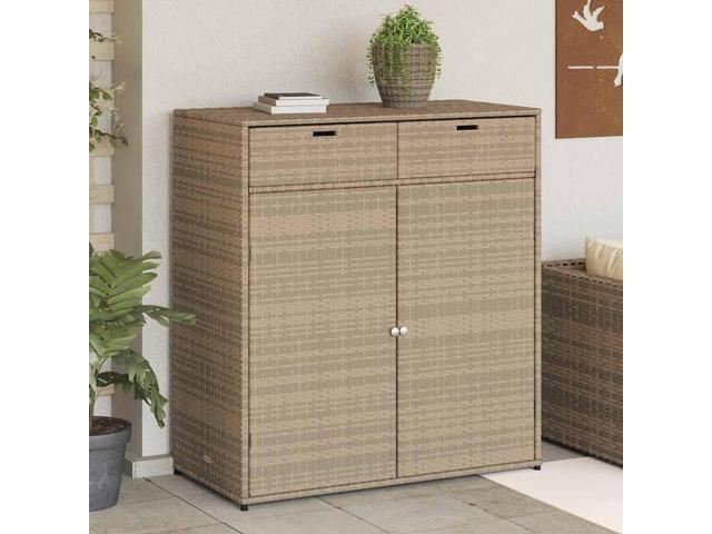Click here for vidaXL Garden Storage Cabinet Beige Poly Rattan La... prices