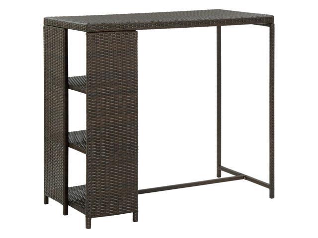 Click here for vidaXL Bar Table with Storage Rack Brown Poly Ratt... prices