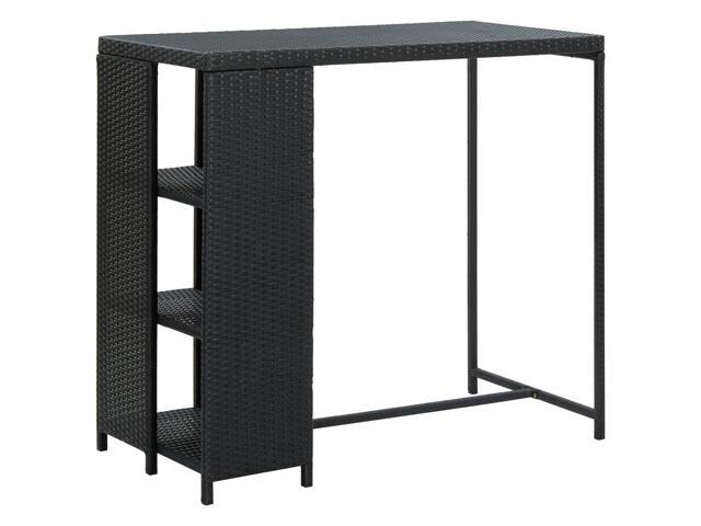 Click here for vidaXL Bar Table with Storage Rack Black Poly Ratt... prices