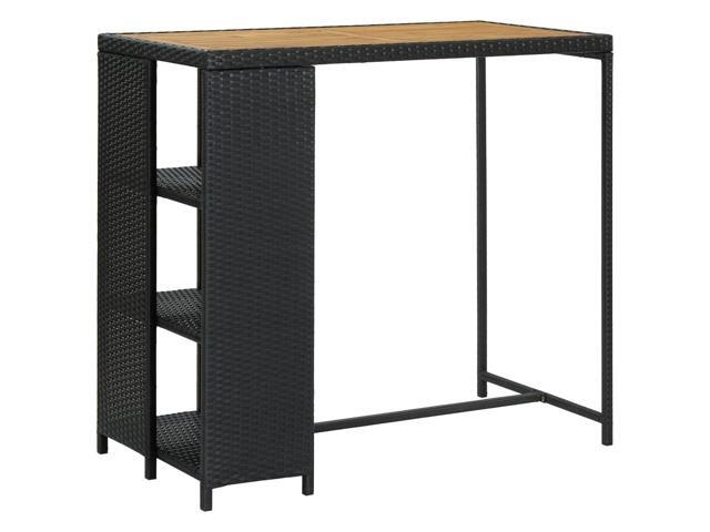 Click here for vidaXL Bar Table with Storage Rack Black Poly Ratt... prices