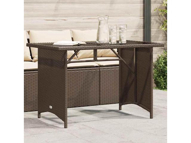Click here for vidaXL Garden Table Brown Pe Rattan 43.3 x 26.8 in... prices