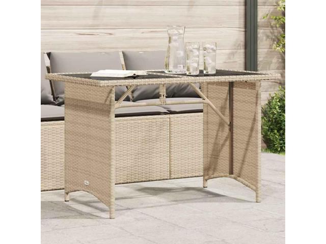 Click here for Garden Table Beige Pe rattan  powder-coated steel... prices