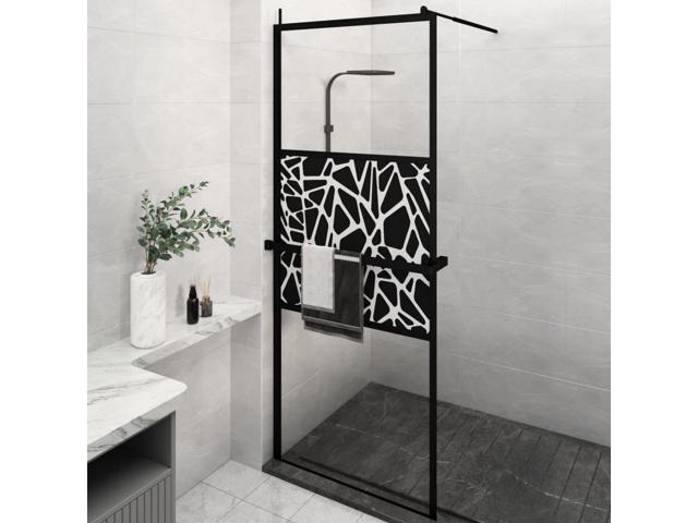 Click here for vidaXL Walk-in Shower Wall with Shelf Black 31.5x7... prices