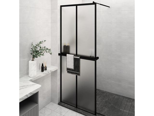 Click here for vidaXL Walk-in Shower Wall with Shelf Black 31.5x7... prices