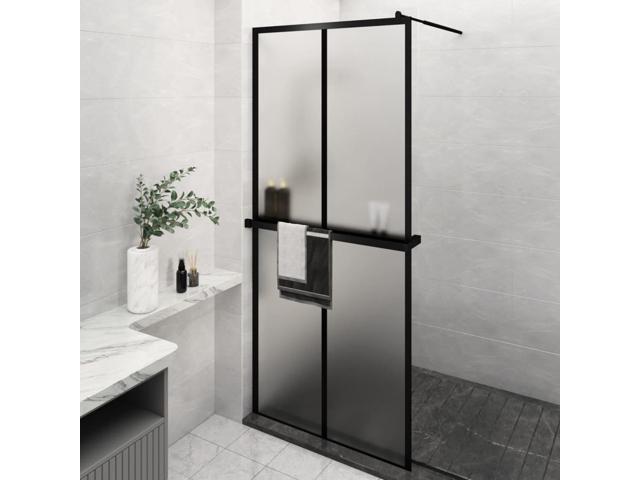 Click here for vidaXL Walk-in Shower Wall with Shelf Black 39.4x7... prices