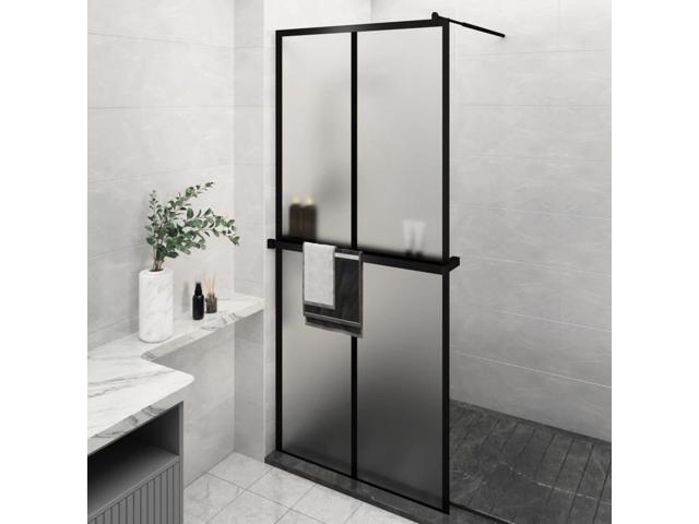 Click here for vidaXL Walk-in Shower Wall with Shelf Black 35.4x7... prices