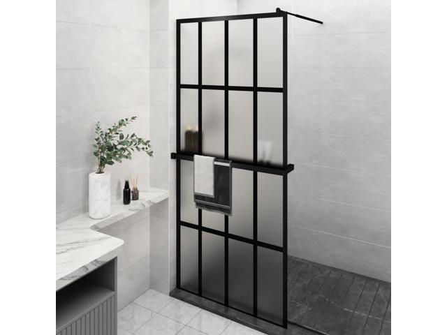 Click here for vidaXL Walk-in Shower Wall with Shelf Black 35.4x7... prices