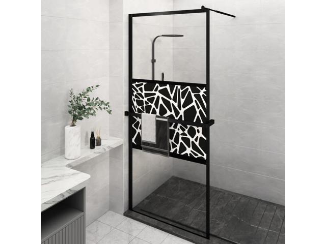 Click here for vidaXL Walk-in Shower Wall with Shelf Black 35.4x7... prices
