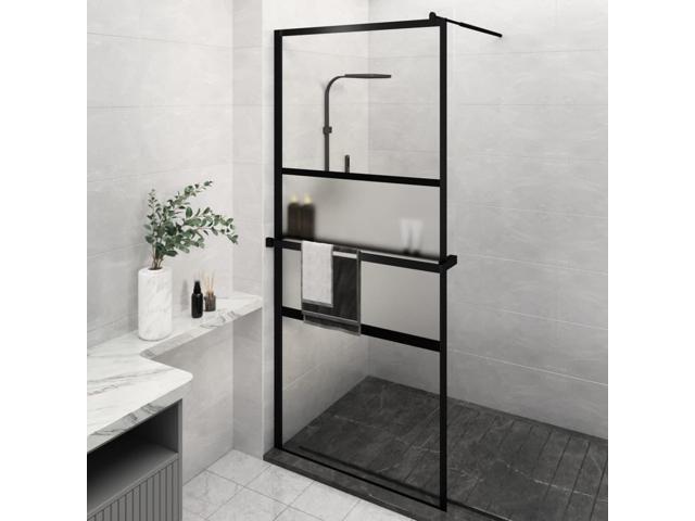 Click here for vidaXL Walk-in Shower Wall with Shelf Black 35.4x7... prices