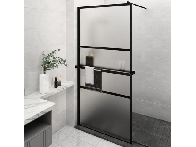 Click here for vidaXL Walk-in Shower Wall with Shelf Black 45.3x7... prices