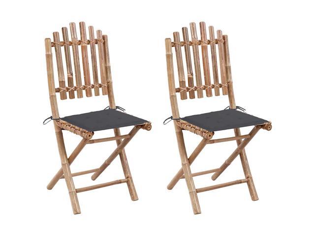 Click here for vidaXL 2x Folding Patio Chairs with Cushions Bambo... prices