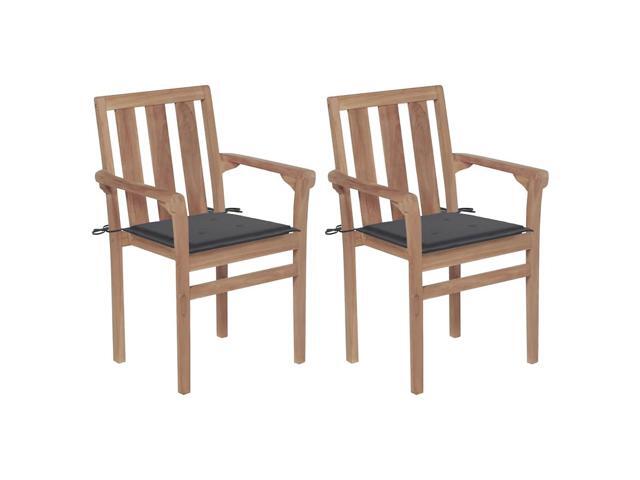 Click here for vidaXL 2x Solid Teak Wood Patio Chairs with Anthra... prices