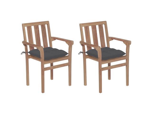 Click here for vidaXL 2x Solid Teak Wood Patio Chair with Anthrac... prices