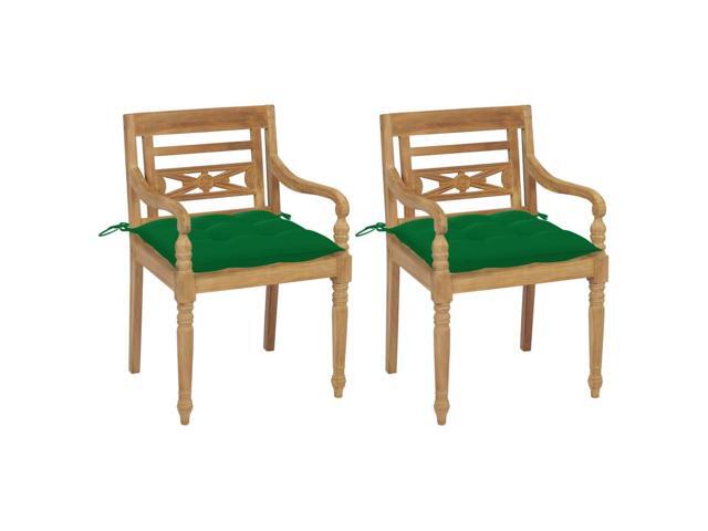 Click here for vidaXL 2x Solid Teak Wood Batavia Chair with Green... prices
