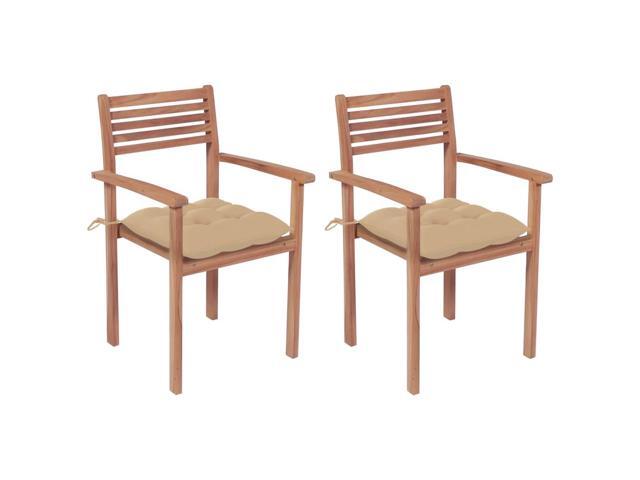 Click here for vidaXL 2x Solid Teak Wood Patio Chairs with Beige... prices