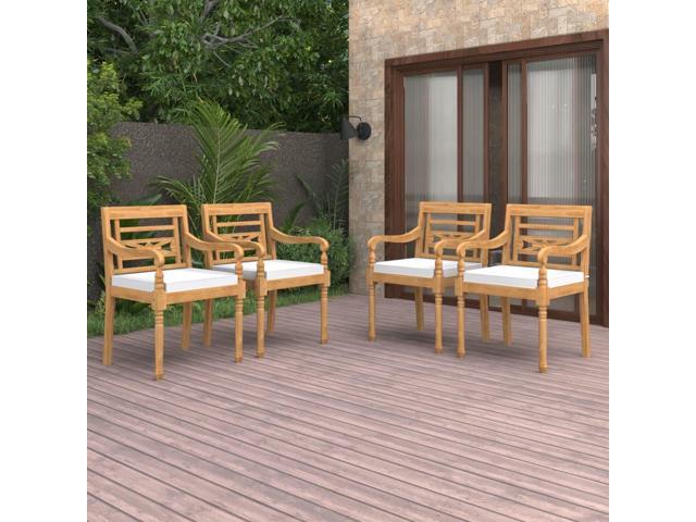 Click here for vidaXL 4x Solid Teak Wood Batavia Chairs with Cush... prices