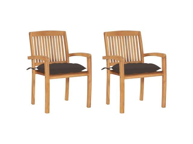 Click here for vidaXL 2x Solid Teak Wood Patio Chairs with Taupe... prices