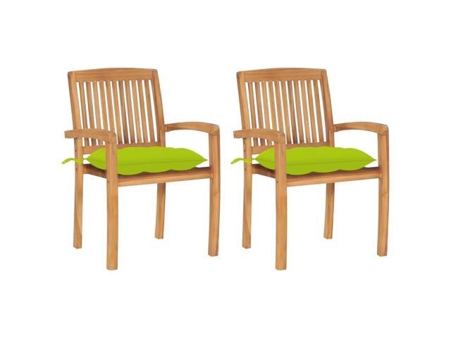Click here for vidaXL 2x Solid Teak Wood Patio Chairs with Bright... prices