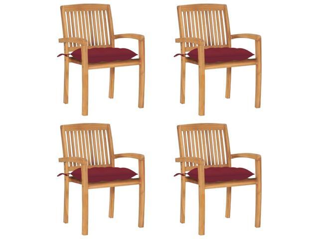 Click here for vidaXL 4x Solid Teak Wood Stacking Patio Chairs wi... prices