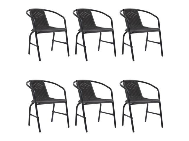 Click here for vidaXL Garden Chair Set of 6 Black Plastic rattan... prices