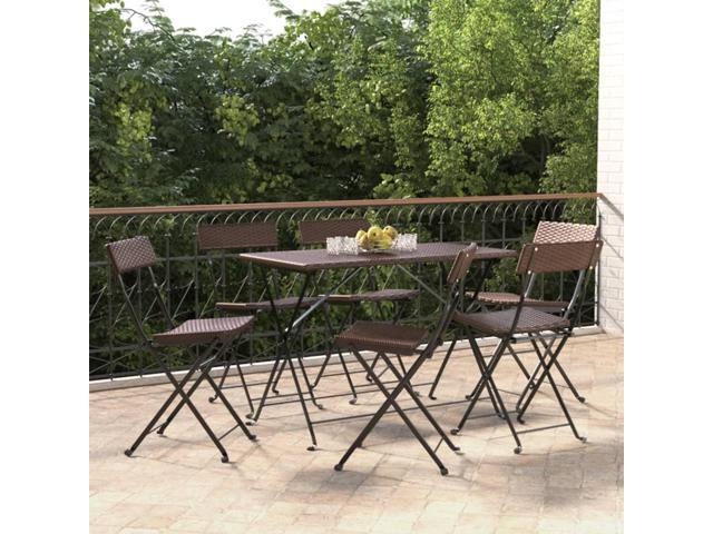 Click here for vidaXL Folding Bistro Chair Set of 6 Brown PE ratt... prices