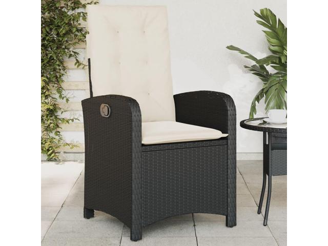 vidaXL Reclining Garden Chair Black Pe Rattan Standard - Black and cream