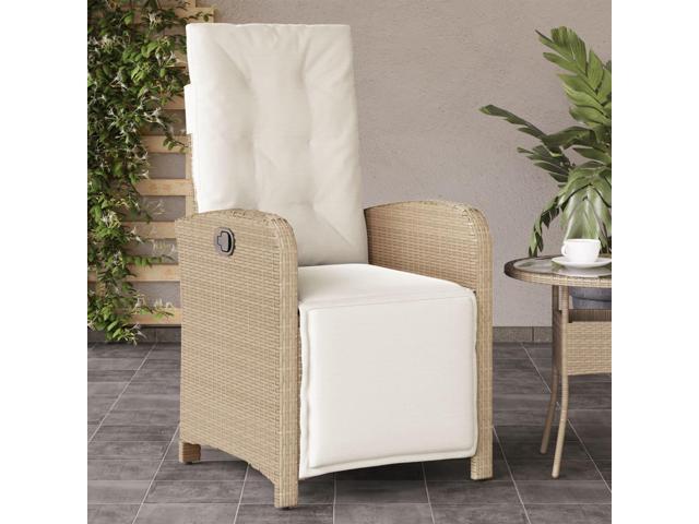 vidaXL Reclining Garden Chair Beige Poly Rattan Medium - Beige