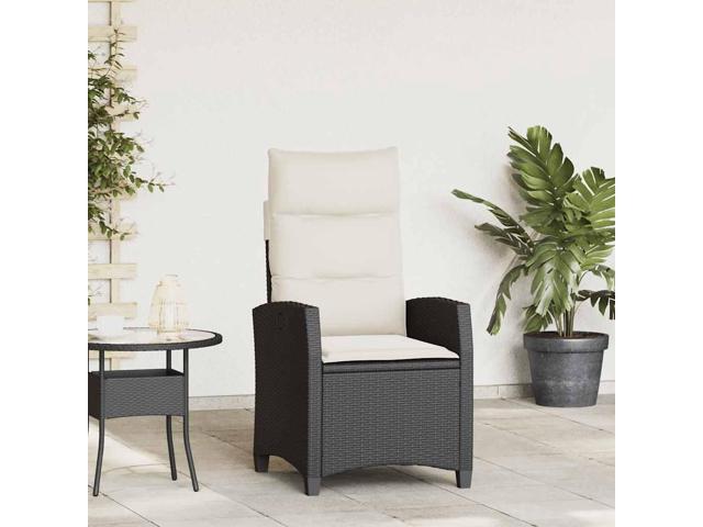 vidaXL Reclining Garden Chair Black Pe rattan Foldable