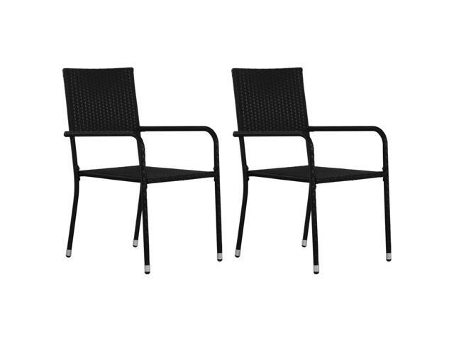 Click here for vidaXL Garden Dining Chair Set of 2 Black PE ratta... prices
