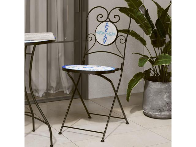 Click here for vidaXL Bistro Chair Set of 2 Blue and white Powder... prices
