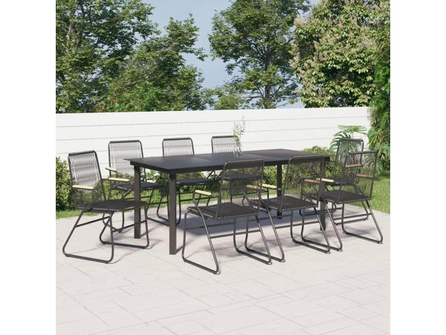 Click here for vidaXL Garden Dining Set Set of 9 Black PVC rattan... prices