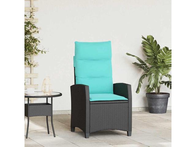 vidaXL Reclining Garden Chair Black Pe rattan Standard Foldable