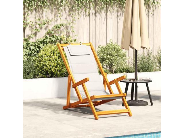 Click here for vidaXL Folding Beach Chair Light gray Solid acacia... prices