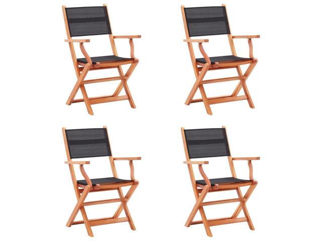 Click here for vidaXL Garden Chair Set of 4 Black  Natural Wood prices