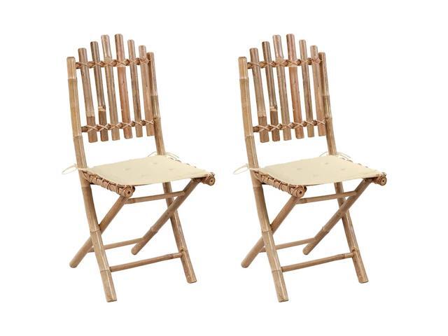 Click here for vidaXL 2x Folding Patio Chairs with Cushions Bambo... prices
