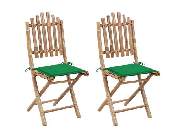Click here for vidaXL 2x Folding Patio Chairs with Cushions Bambo... prices