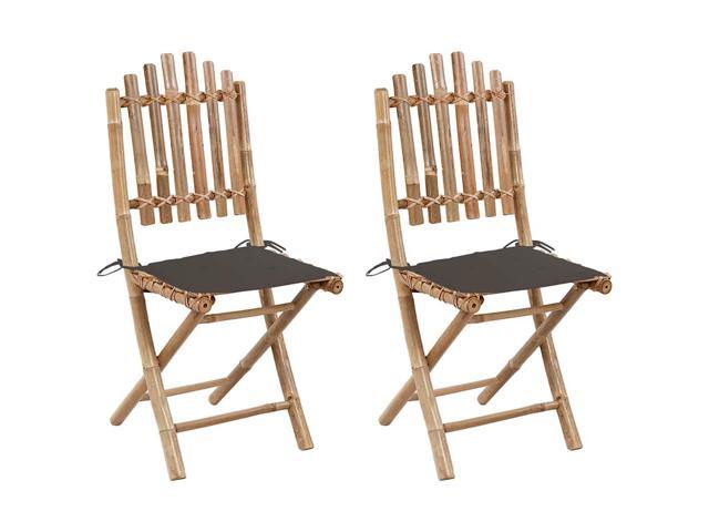 Click here for vidaXL 2x Folding Patio Chairs with Cushions Bambo... prices