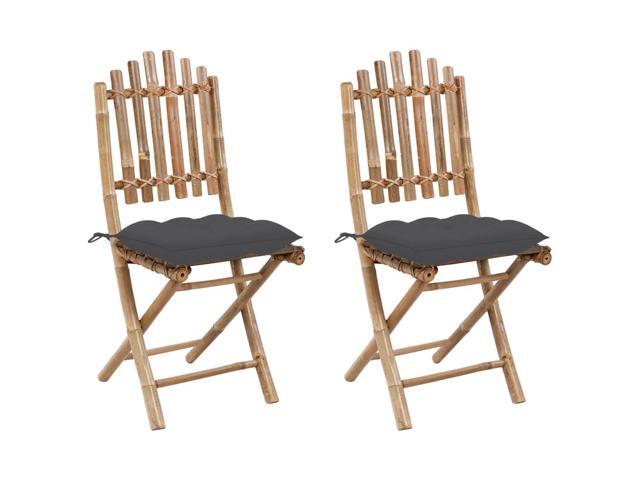 Click here for vidaXL 2x Folding Patio Chairs with Cushions Bambo... prices