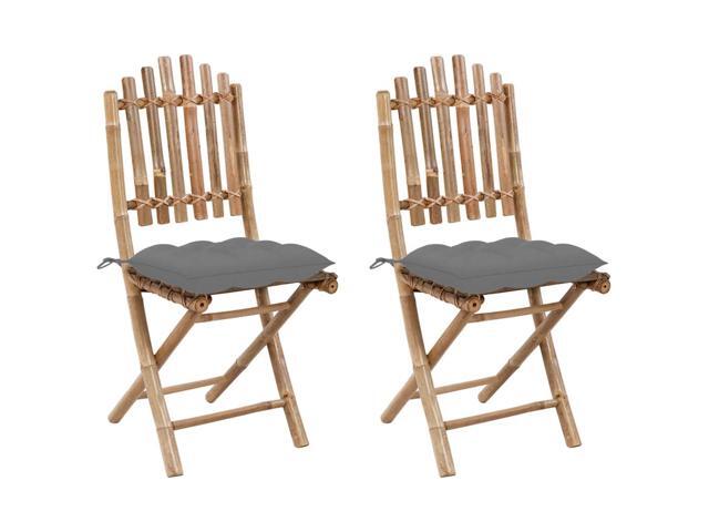 Click here for vidaXL 2x Folding Patio Chairs with Cushions Bambo... prices