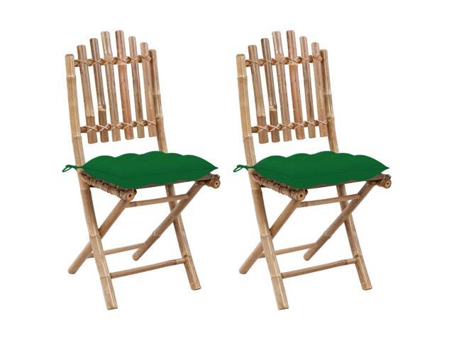 Click here for vidaXL 2x Folding Patio Chairs with Cushions Bambo... prices