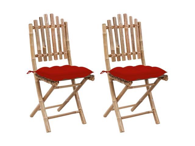 Click here for vidaXL 2x Folding Patio Chairs with Cushions Bambo... prices