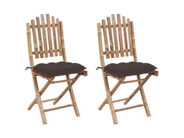 Click here for vidaXL 2x Folding Patio Chairs with Cushions Bambo... prices