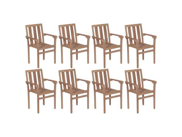 Click here for vidaXL Stackable Chair Set of 8 Warm Brown Solid T... prices